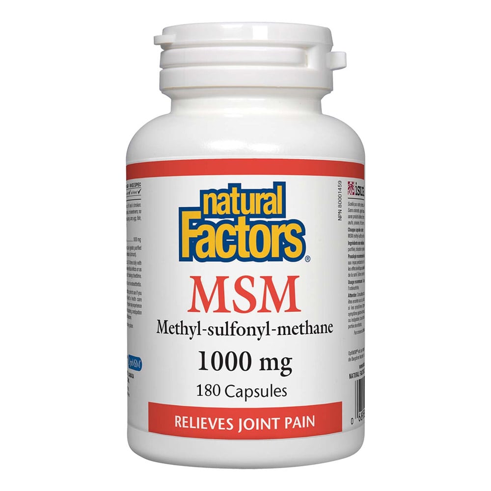 Natural Factors MSM, 1000 mg, 180 Capsules, Antioxidant Protection ...